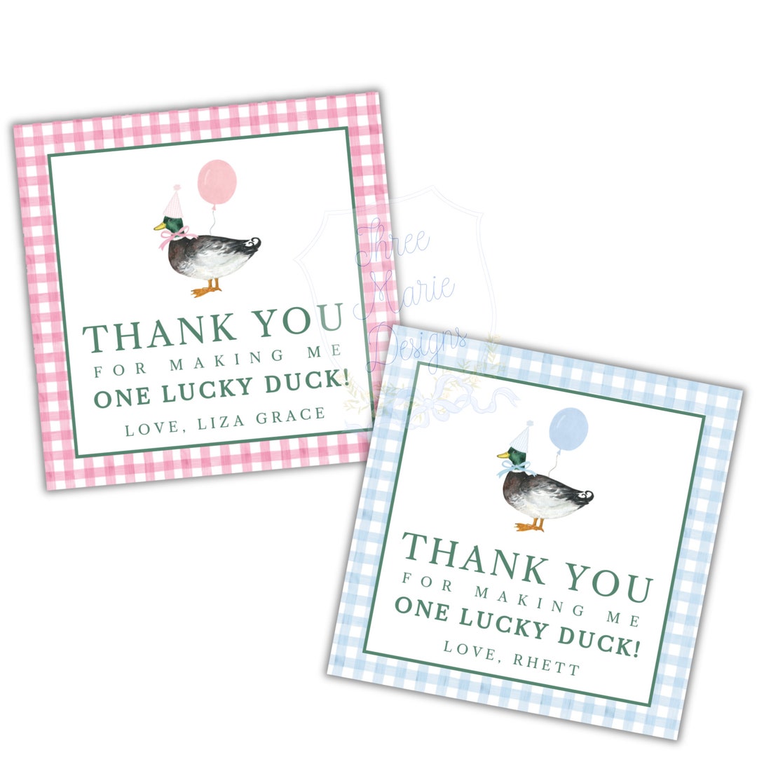 One Lucky Duck Party Favor | Mallard Duck Birthday Tag | Duck Birthday ...