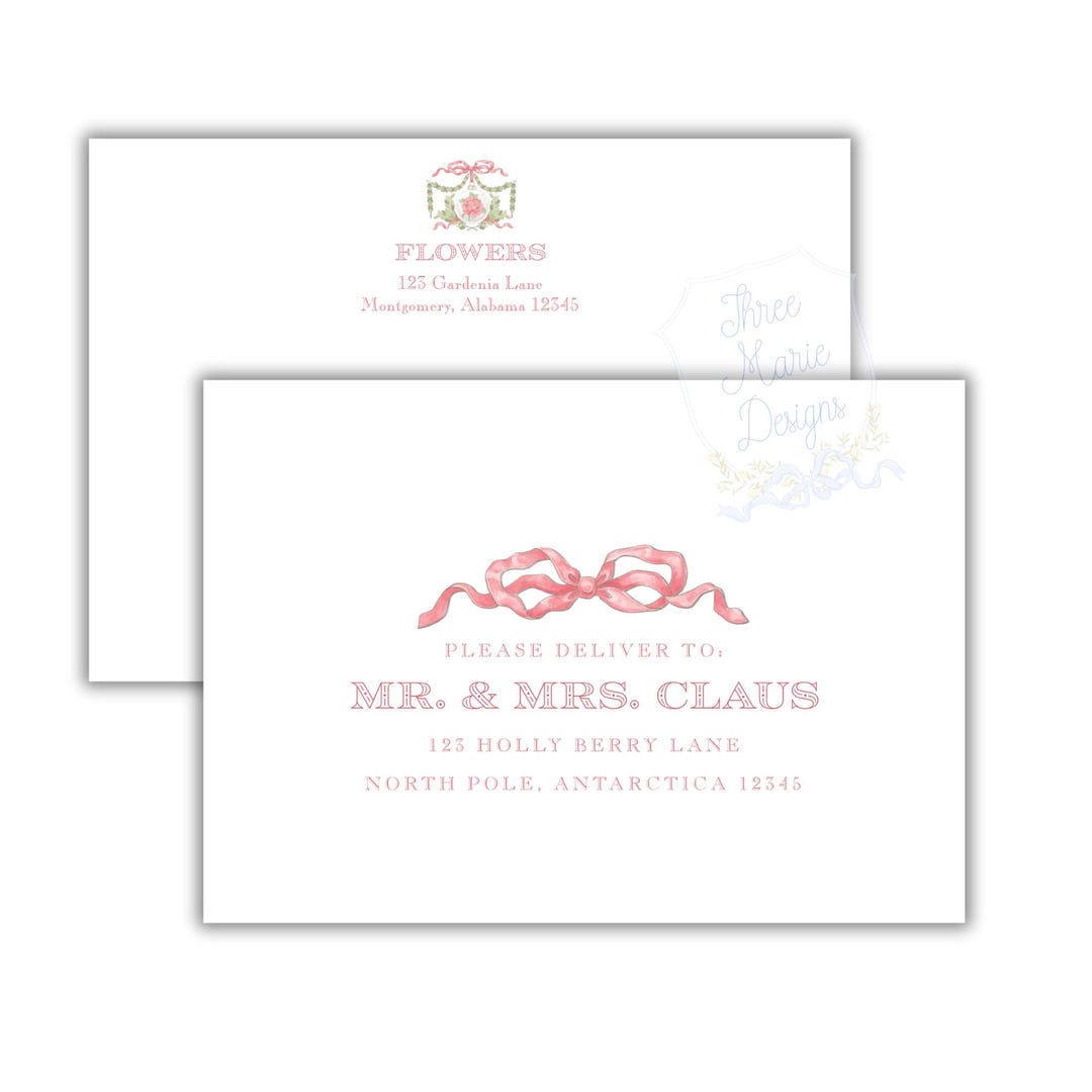 Editable Coordinating Envelope Addressing Digital File | Bow Envelope ...