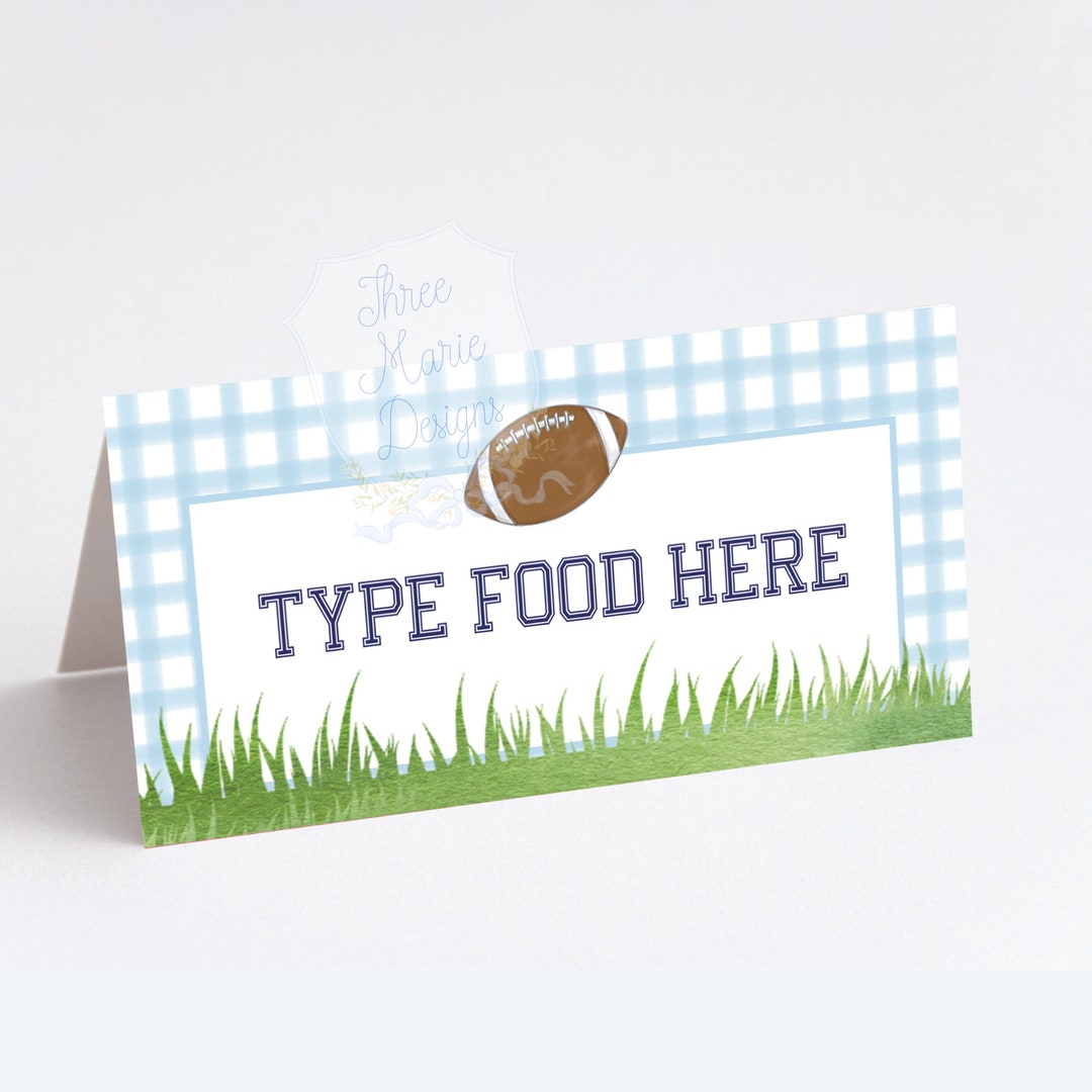 Editable Football Party Food Tent Printable | Football Place Card ...