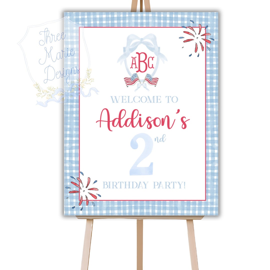Editable Patriotic Welcome Sign | Red White & Two Decor | USA Invite ...