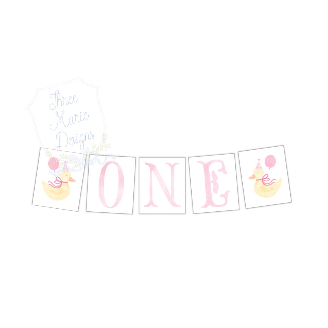 Printable High Chair Banner, Pink Duck High Chair Banner Pink, ONE High ...