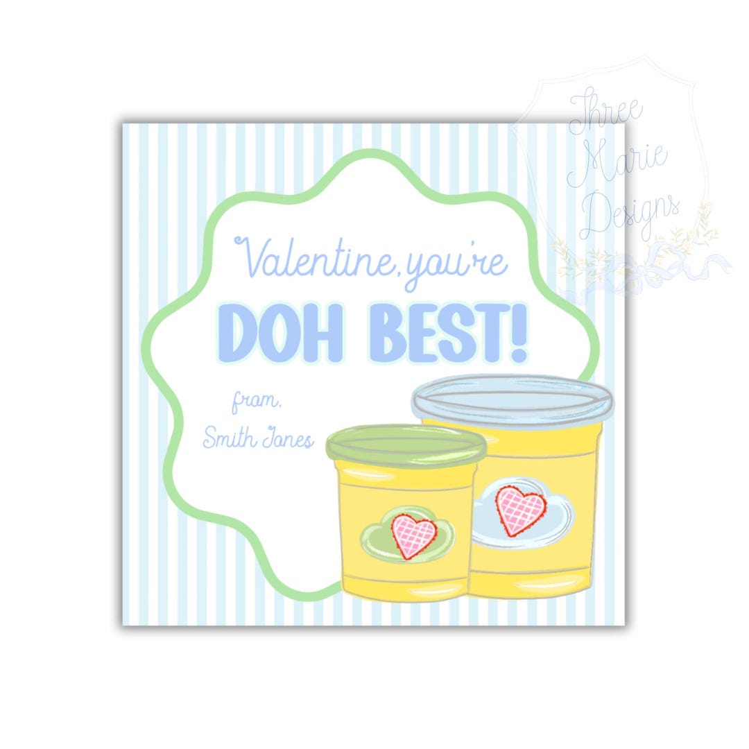 Blue Play Doh Valentine Tag | DOH Best Valentine Card | 3x3 Editable ...