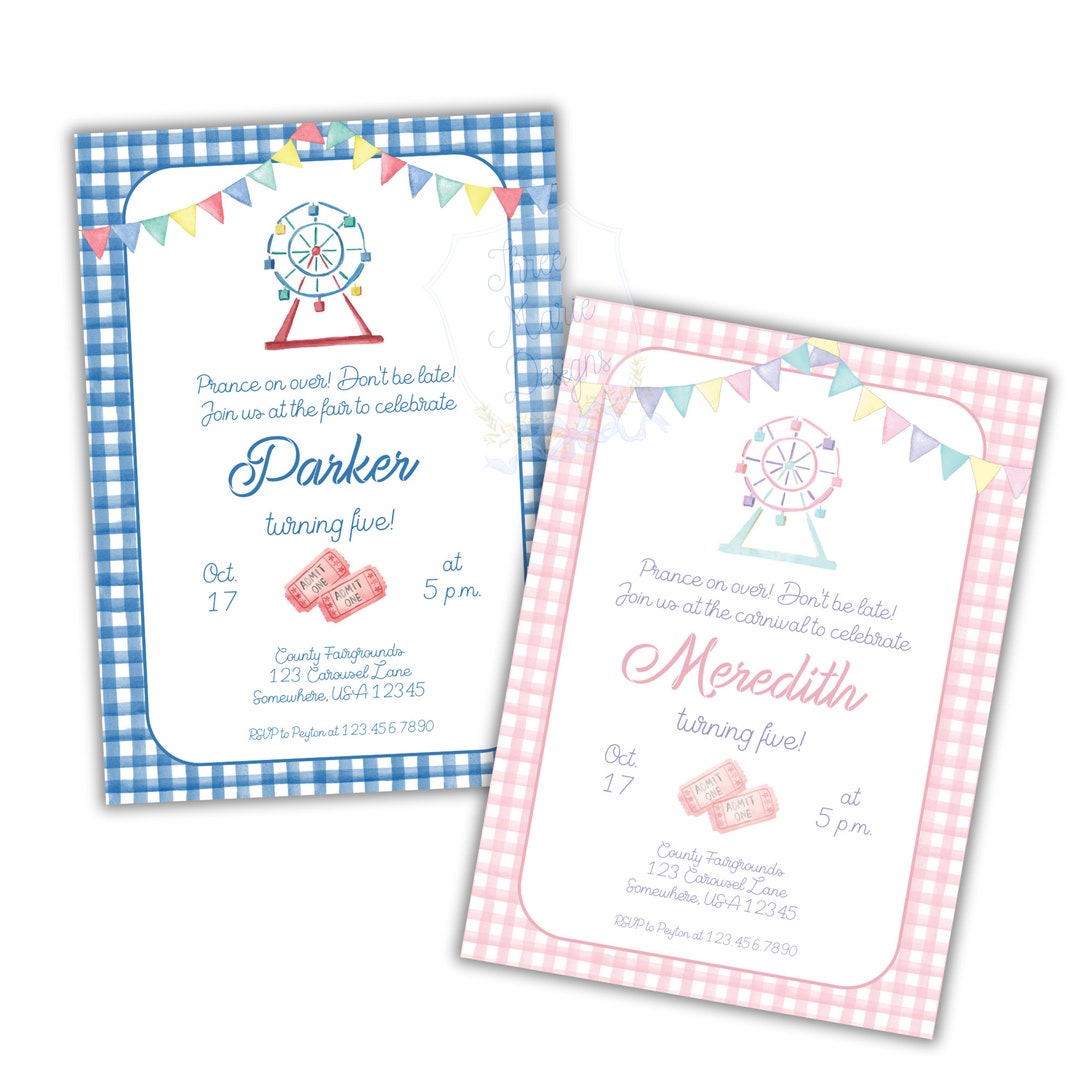 County Fair Birthday Invitation | Carnival Birthday Invite | Self ...
