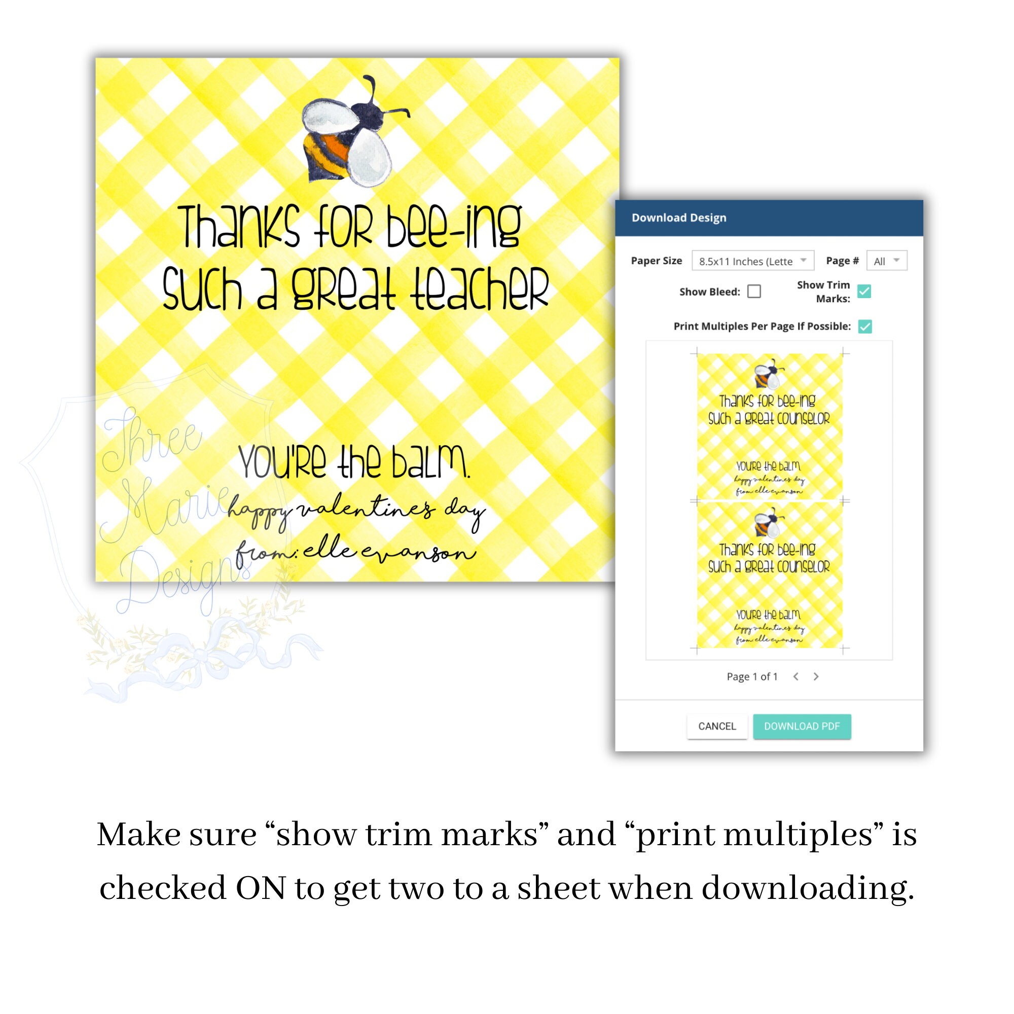 Bee Teacher Appreciation Gift Tag | Librarian Gift | School Counselor ...