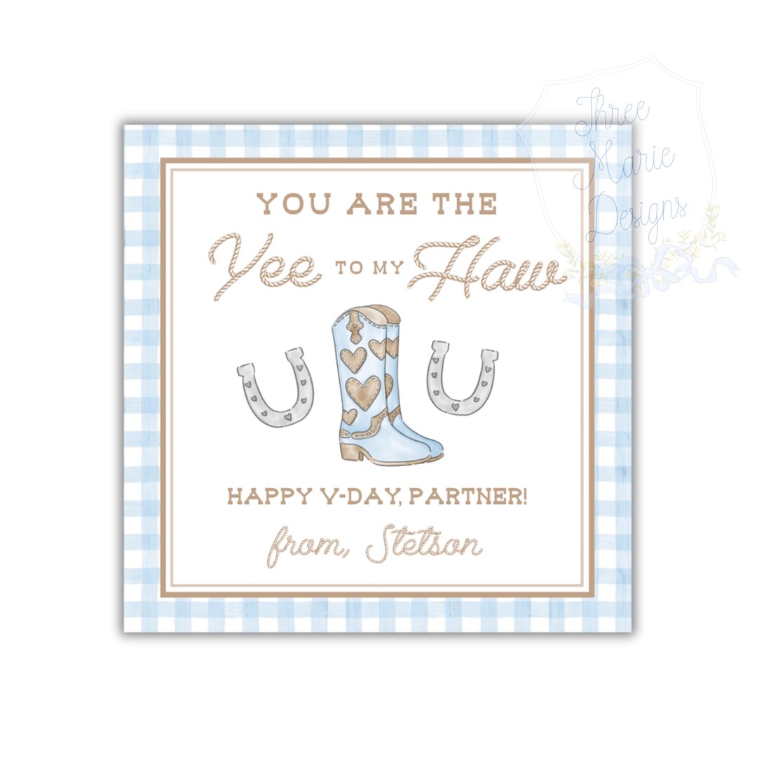 Cowboy Valentine Printable | Yee Haw Valentine Tag | 3x3 Inches ...