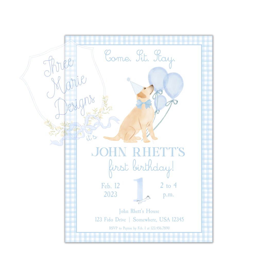 Yellow Lab Birthday Invite Puppy Party Invite Snips and - Etsy