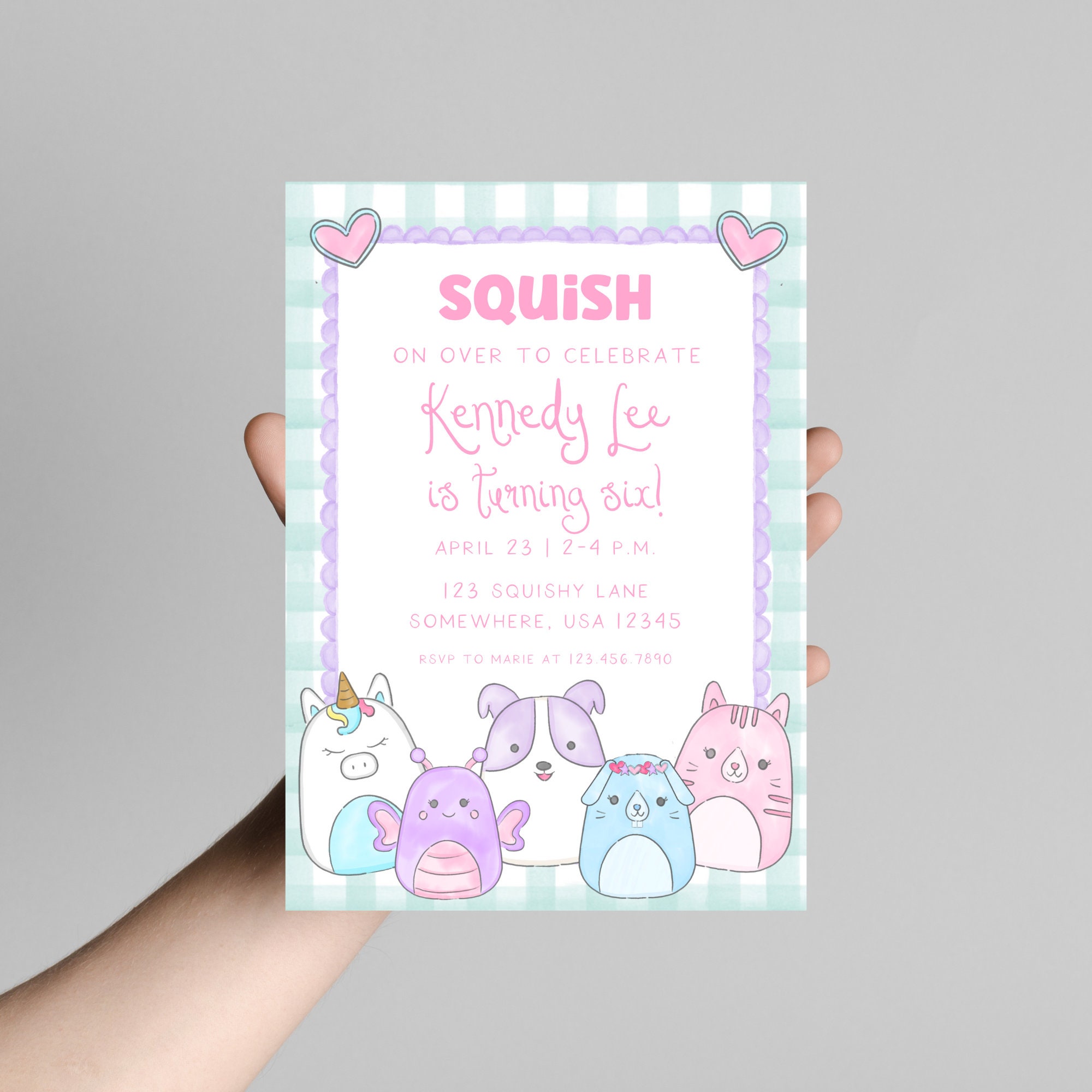 Editable Squishie Birthday Invitation | Squish on Over Birthday Invite ...