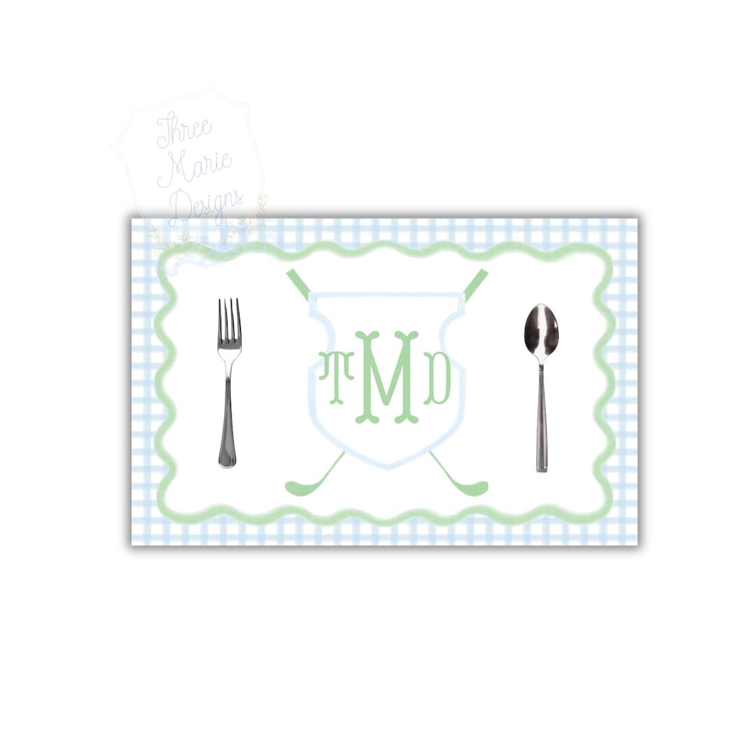 Preppy Golf Crest Printable Placemat | Editable Custom Placemat ...