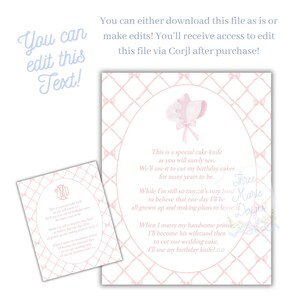 Birthday Cake Knife Poem Instant Download | Printable Cake Knife Poem ...