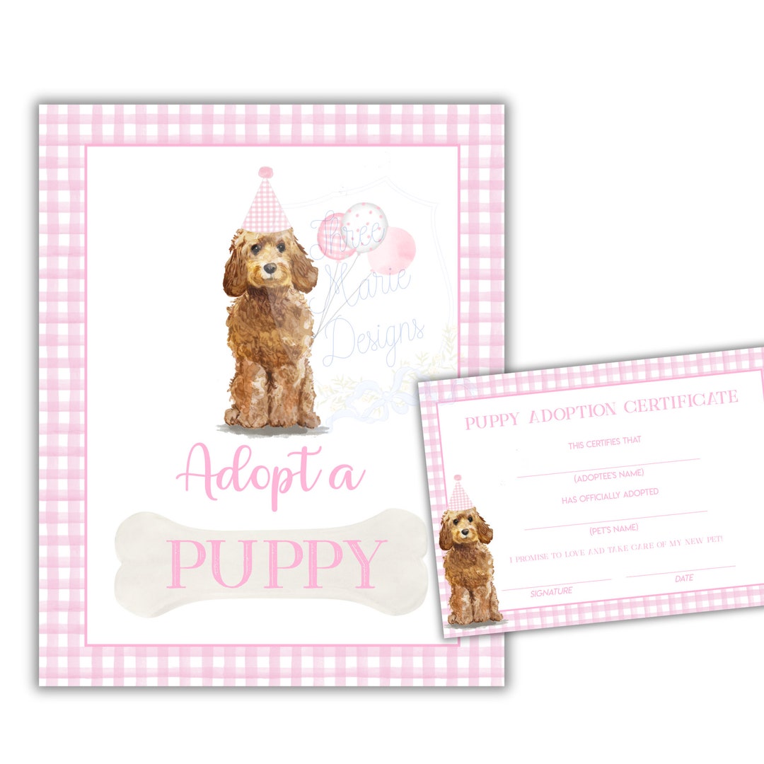 Goldendoodle Puppy Party Adoption Station | Adopt a Puppy Signage ...