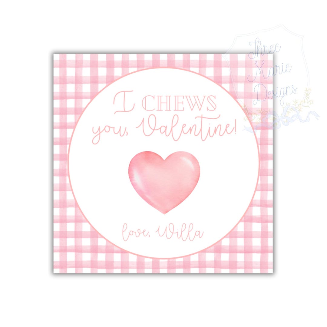 I Chews You Valentine Tag | Pink Teether Toy Valentine | Daycare ...