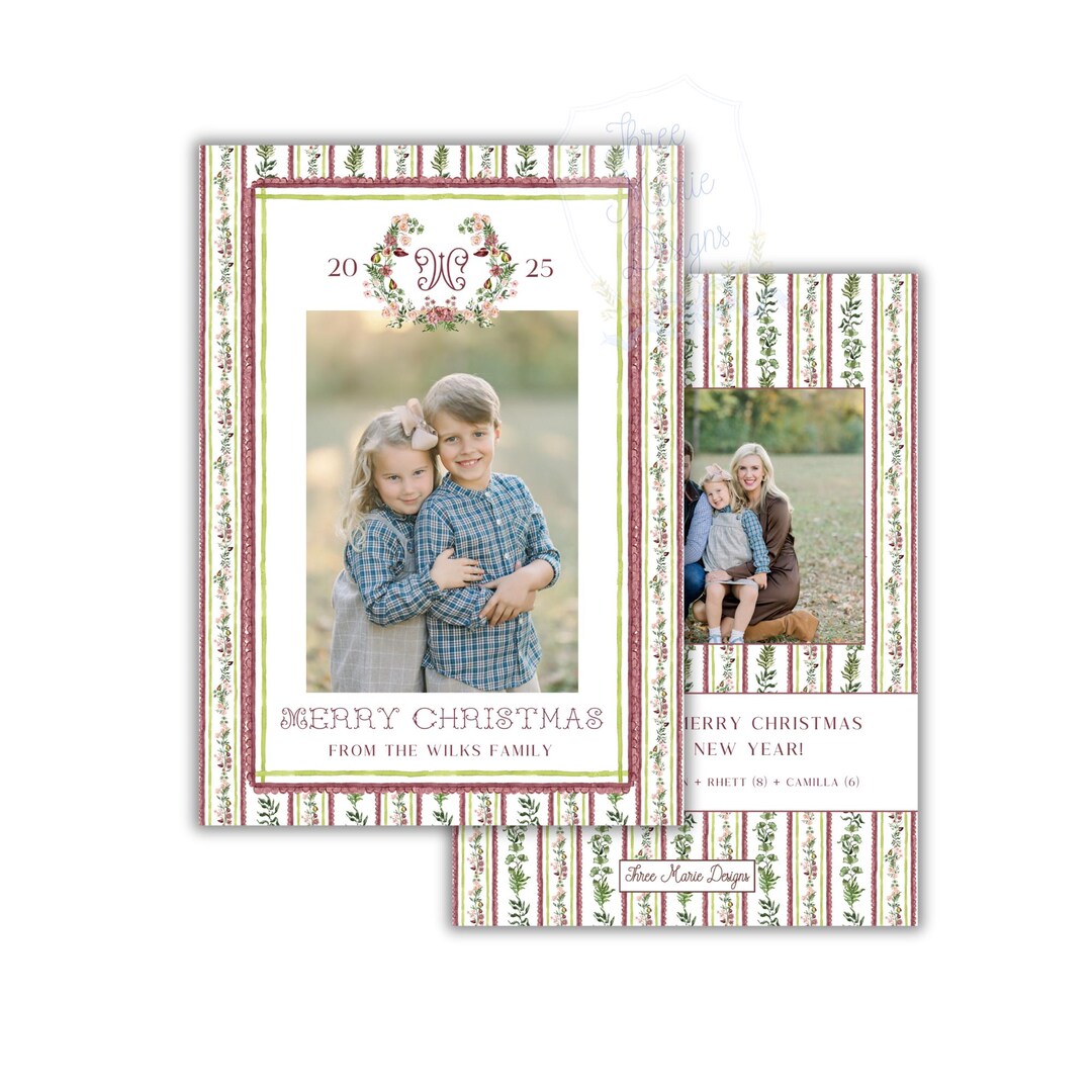 Figs and Floral Christmas Card | Brown Floral Christmas Card | Editable ...