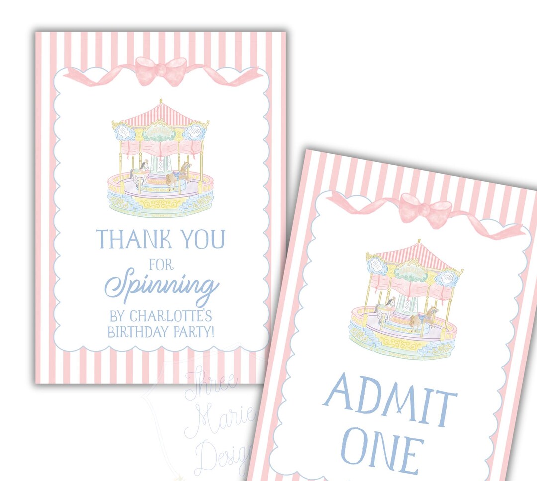 Editable Carousel Table Signage | Watercolor Table Signs | Merry Go ...