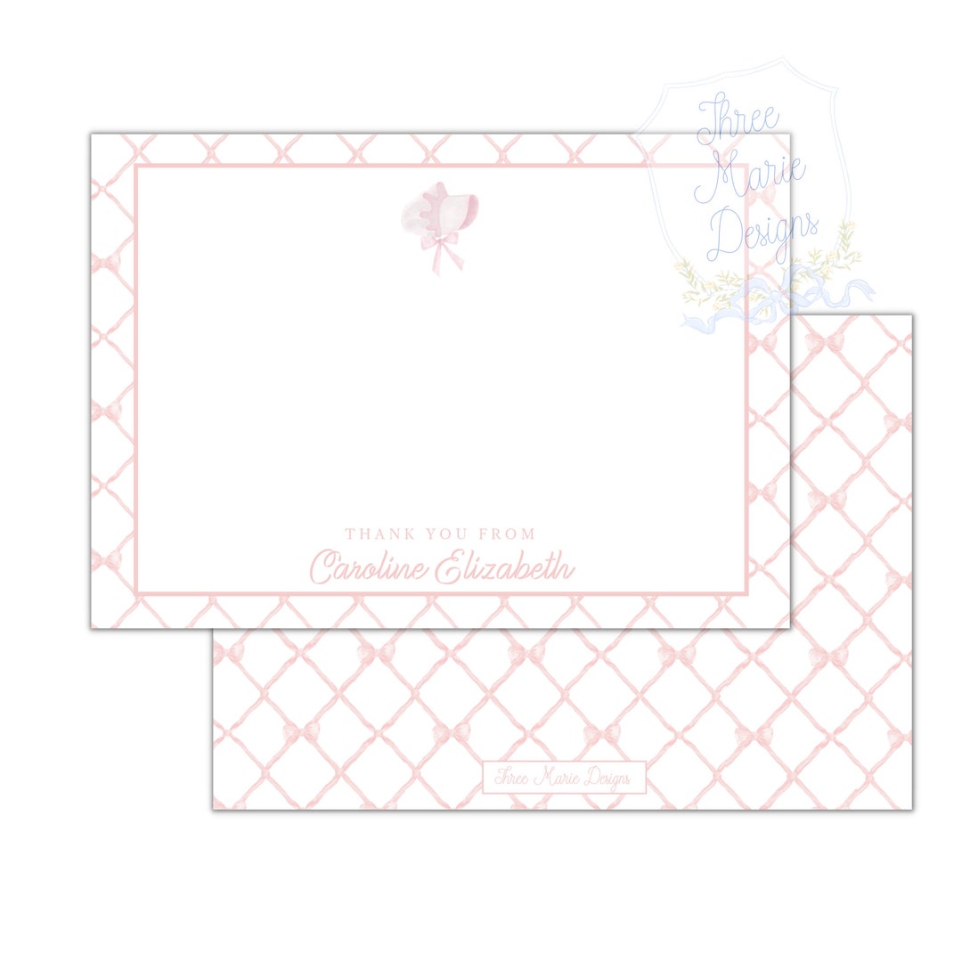 Pink Bow Trellis Stationery Printable | Self-editable | Sweet Nursery ...