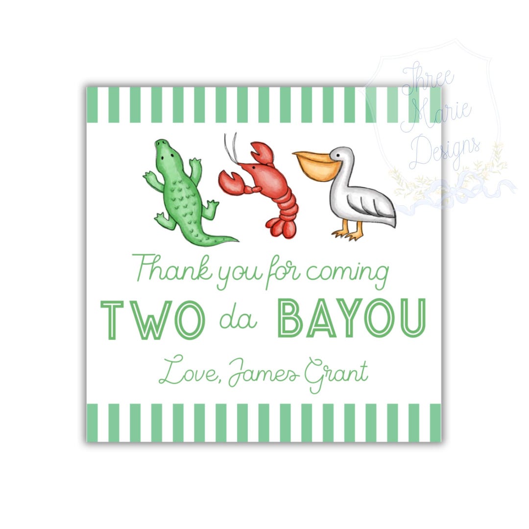 Bayou Birthday Favor Tag | Two Da Bayou Party Favor | Fat Twosday Tag ...