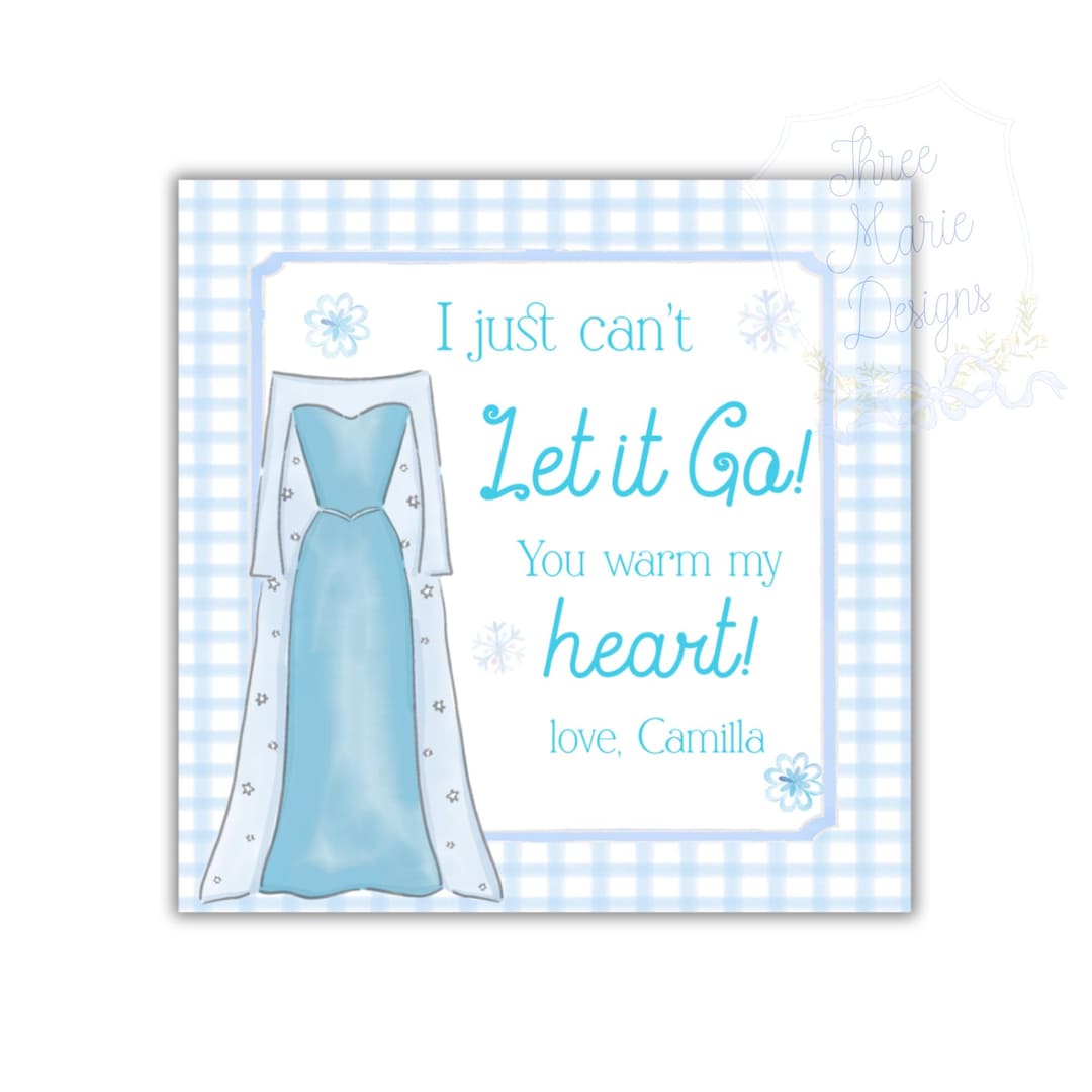 Ice Princess Let It Go Valentine Printable | 3x3 Editable Valentine DIY ...