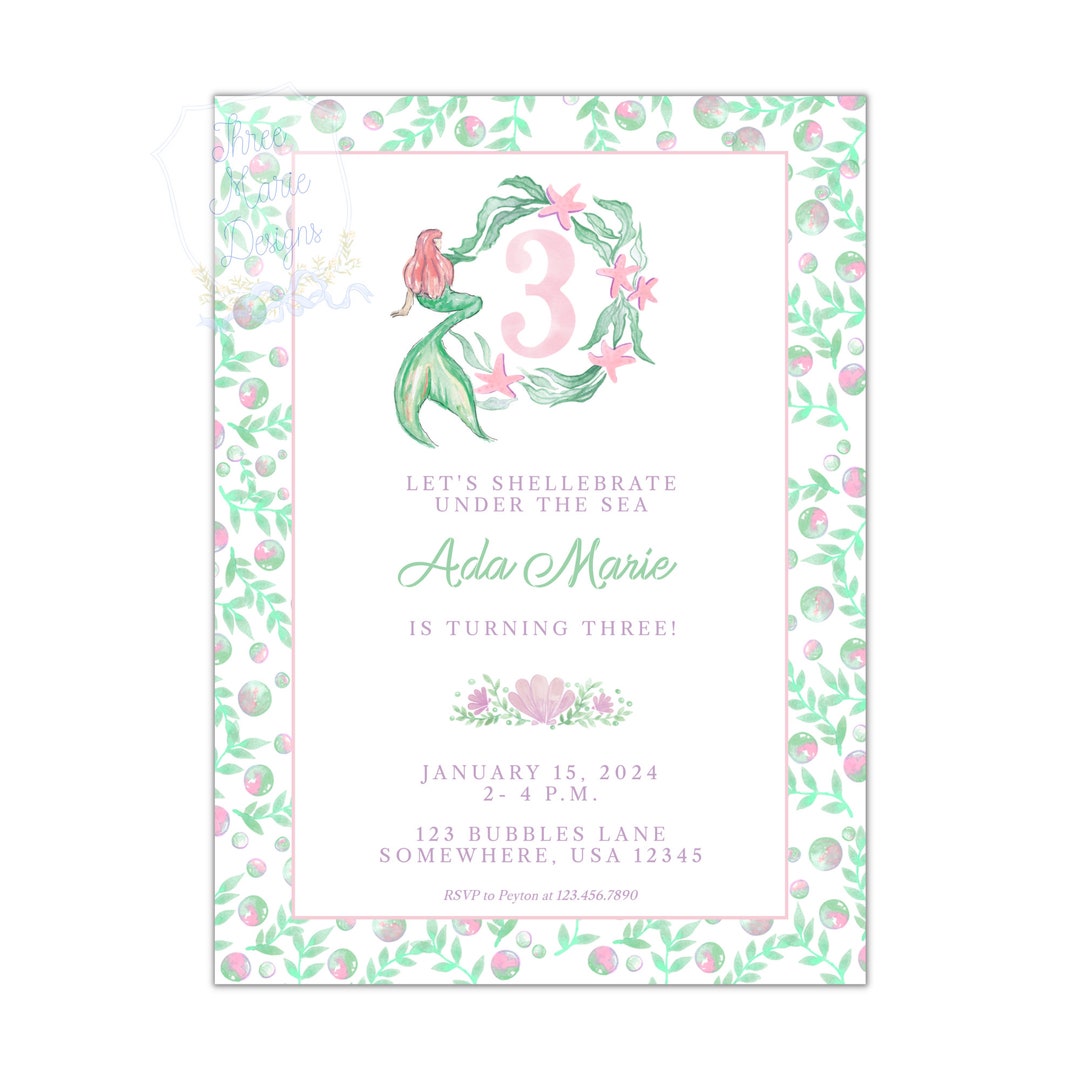 Mermaid Princess Birthday Invite | Under the Sea Invitation | Let's ...