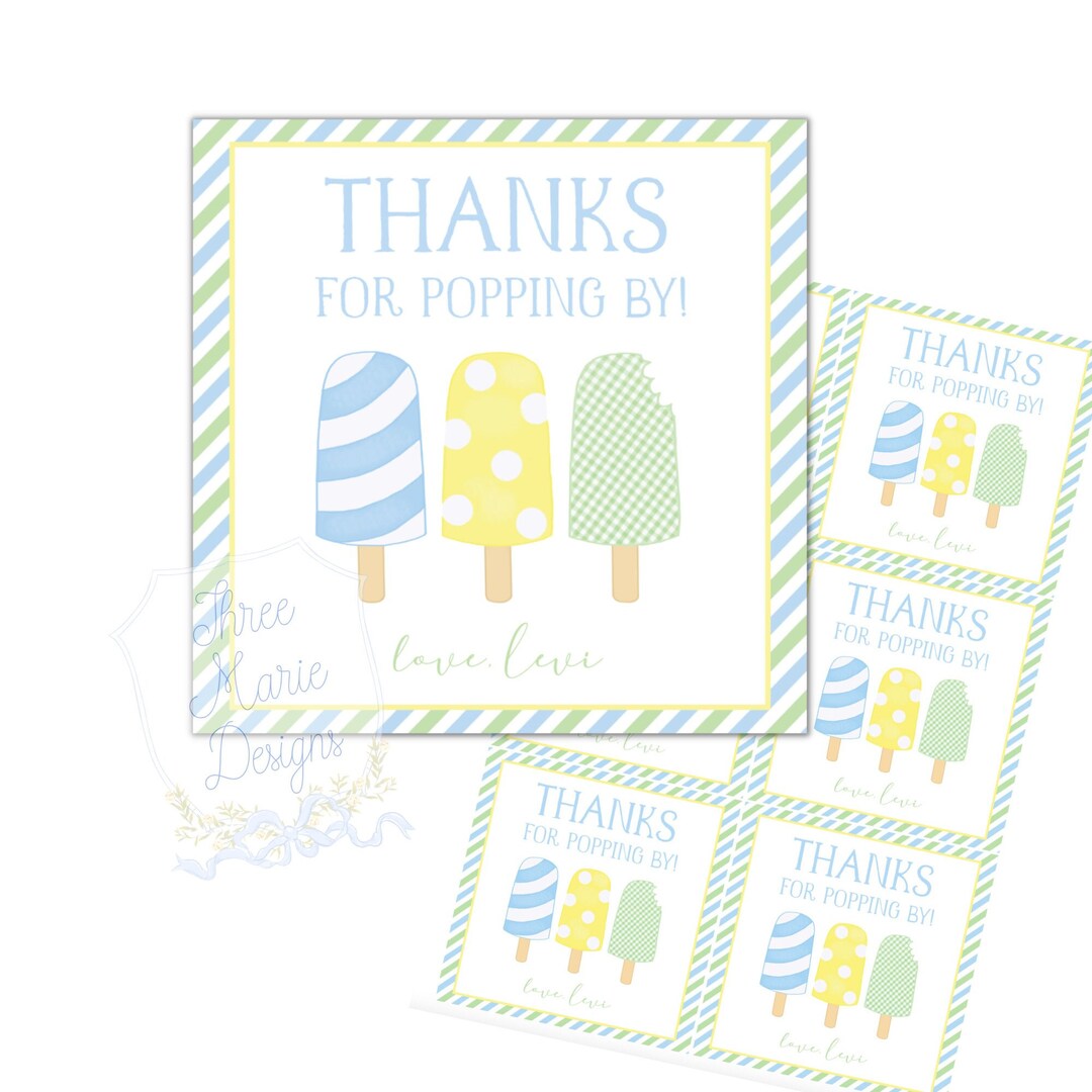 Popsicle Favor Tag | Self-editable | TWO COOL Popsicle Party Favor ...