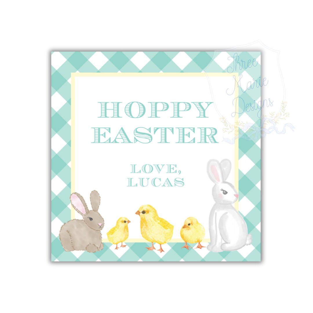 Hoppy Easter Gift Tag | Happy Easter Card | 3x3 Inches Editable Easter ...