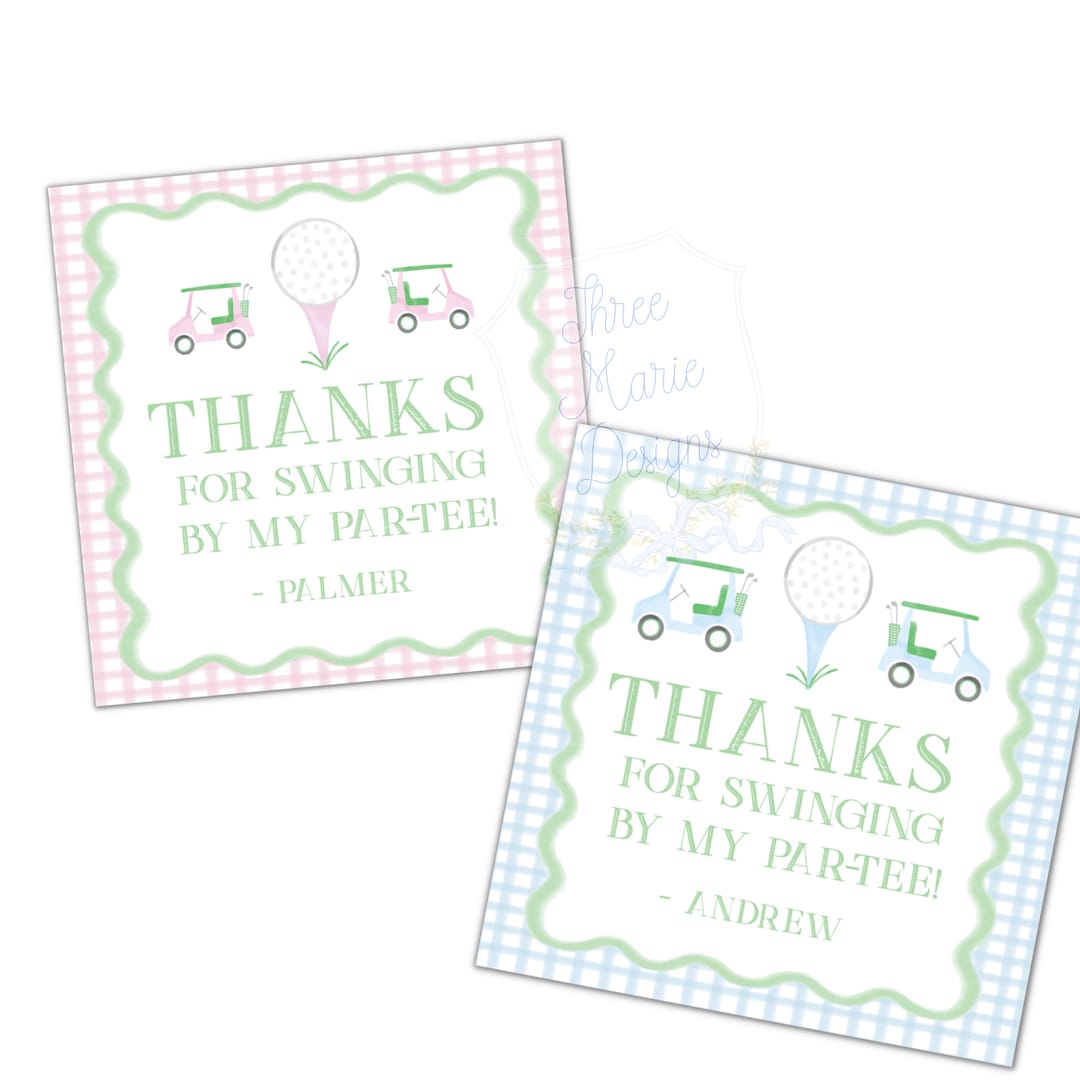 Preppy Golf Birthday Favor Tag | Self-editable | Birthday Partee Decor ...