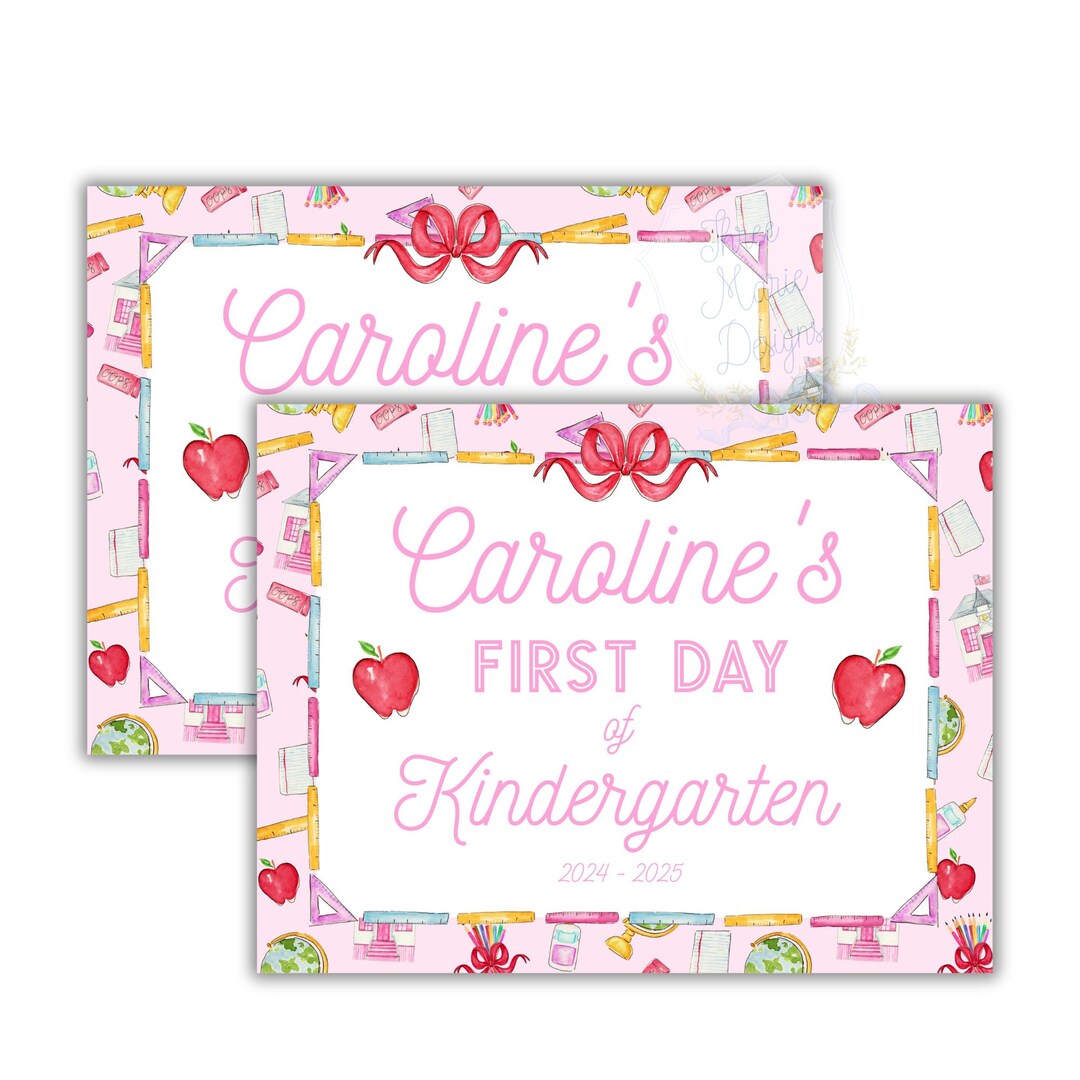 Watercolor First Day of School Sign | Printable Pink First Day of ...