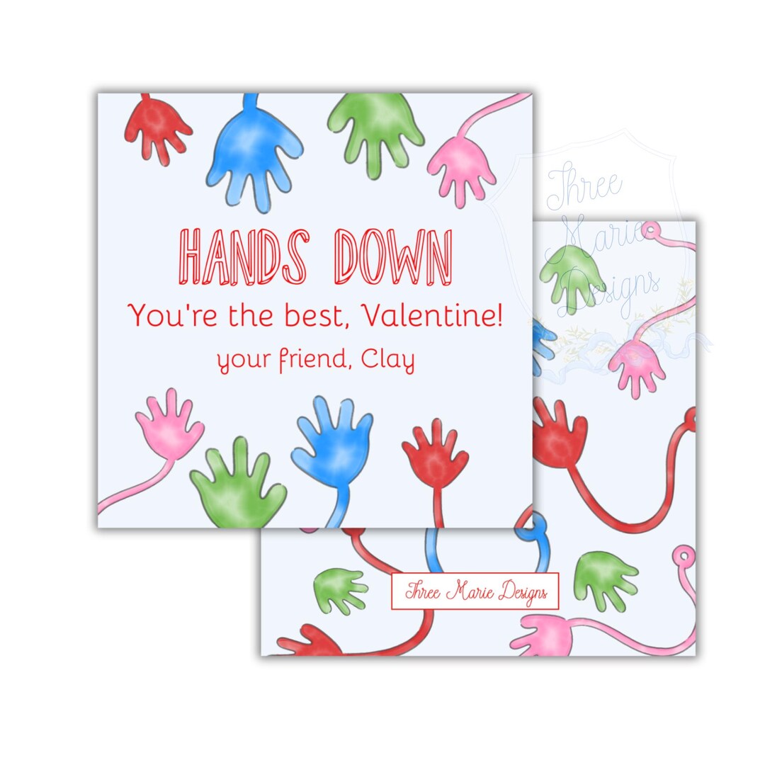 Sticky Hands Valentine Tag | Slappy Hand Valentine Tag | Hands Down ...