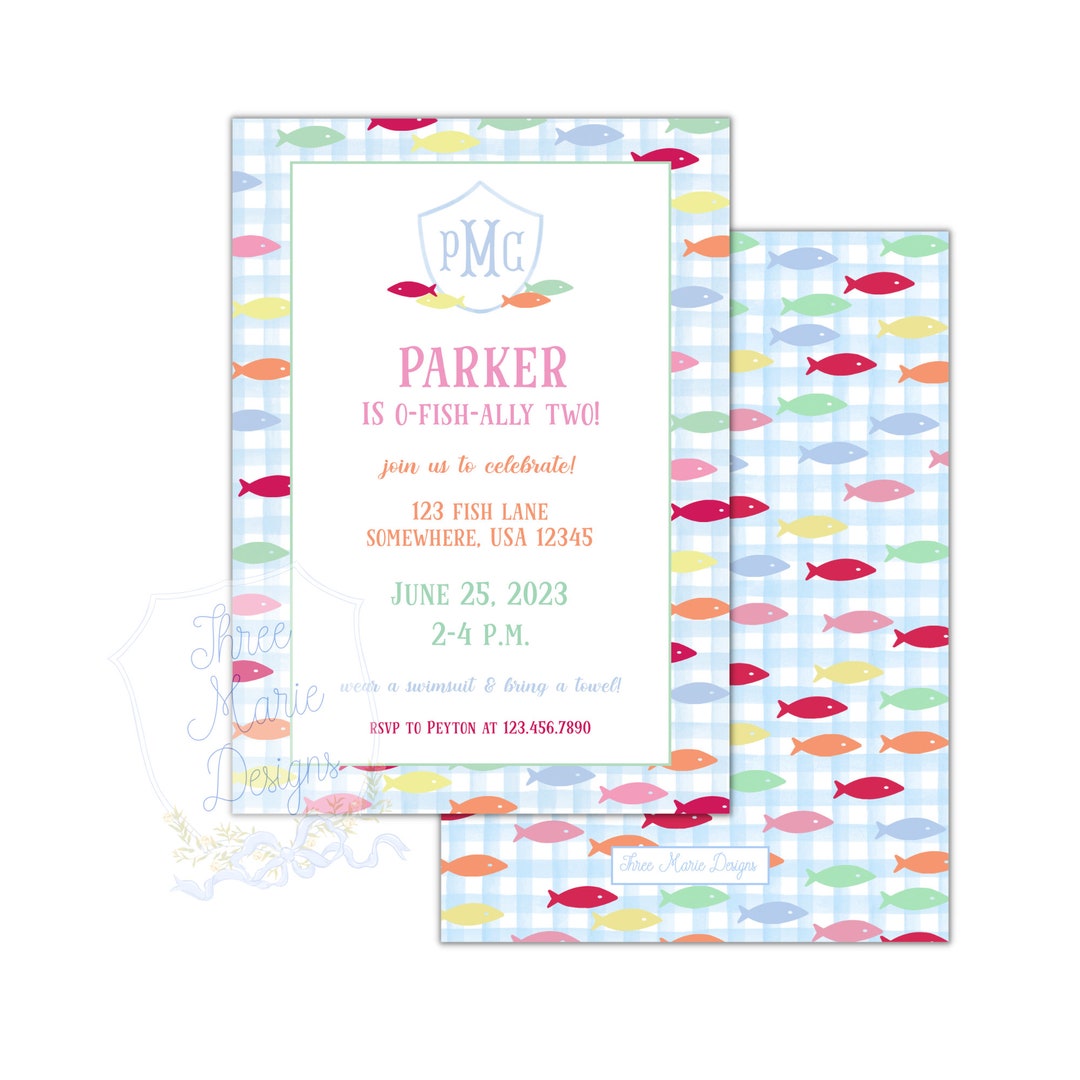 O-fishally Birthday Invitation | Self-editable | French Fish Invite ...
