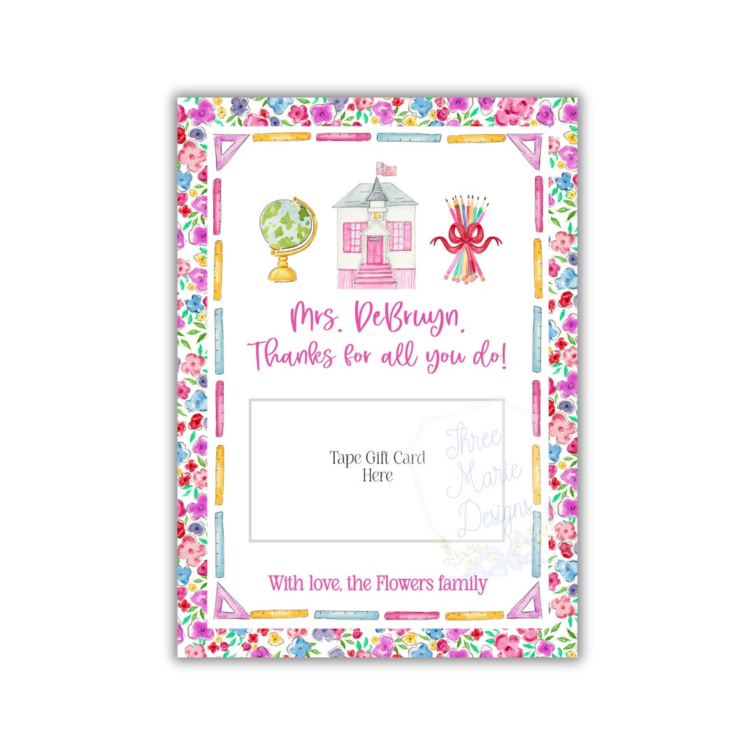 Editable Teacher Appreciation Gift Card Printable | Teacher ...