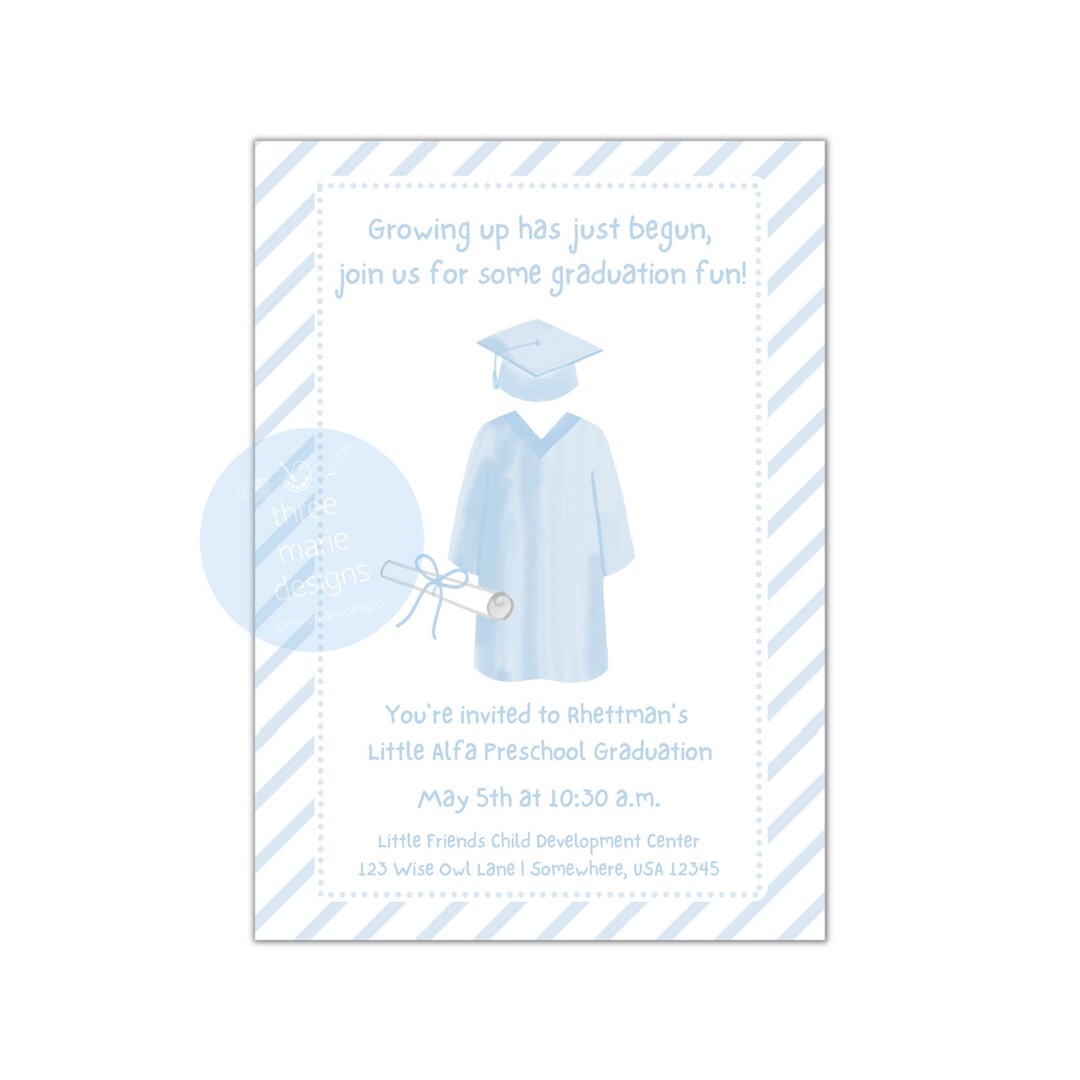 Preschool Kindergarten Graduation Invitation, Sweet Boys Graduation ...