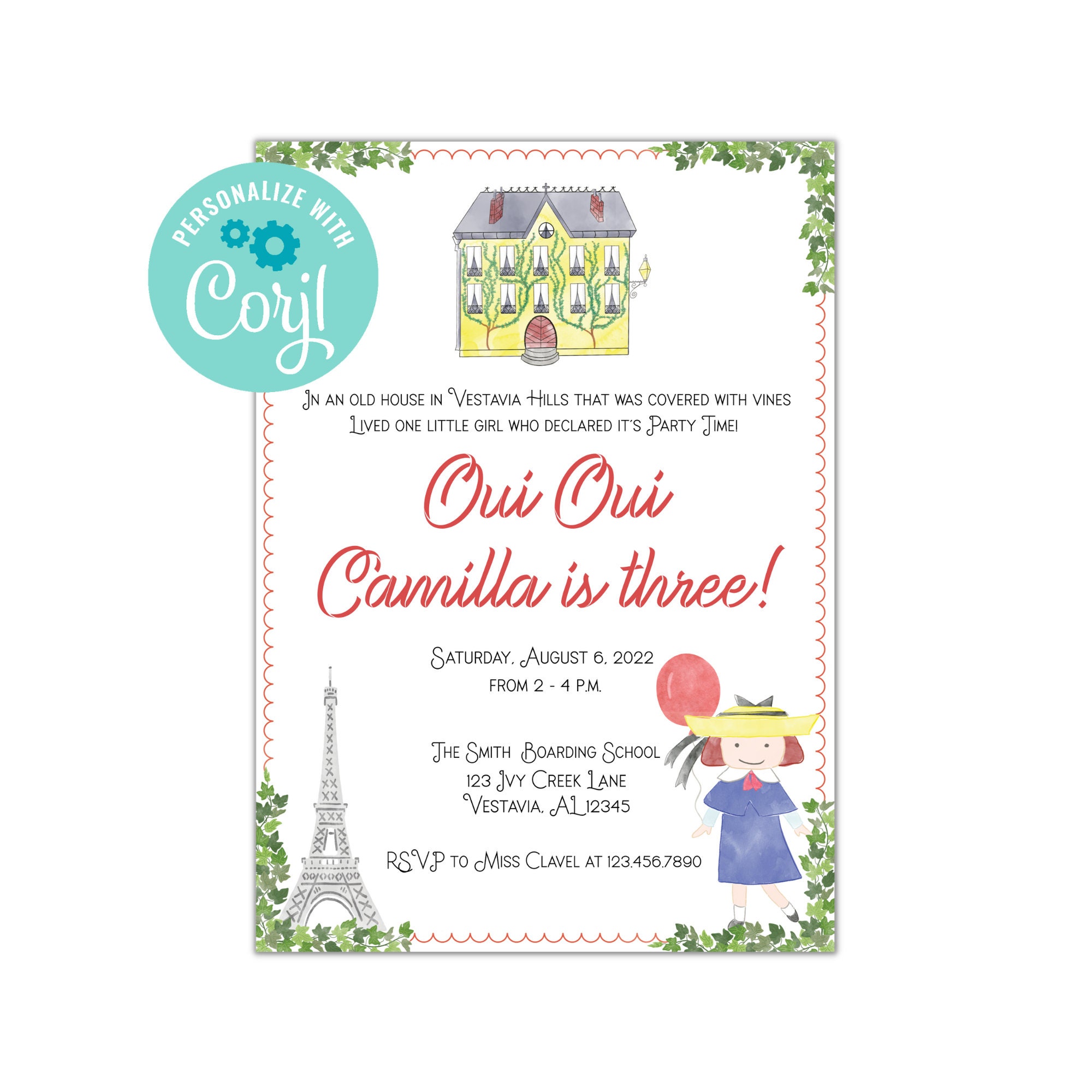 French Girl in Paris Birthday Invite | Self-editable | Oui Oui I'm ...