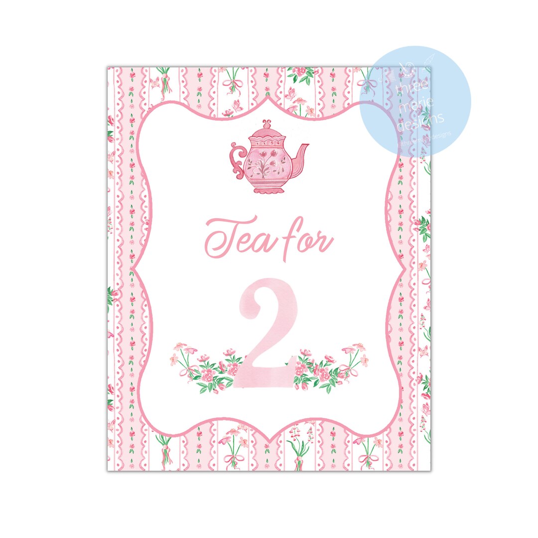 Tea for 2 Party Signage, 8x10 Printable Sign, Party Decor, Sweet Tea ...