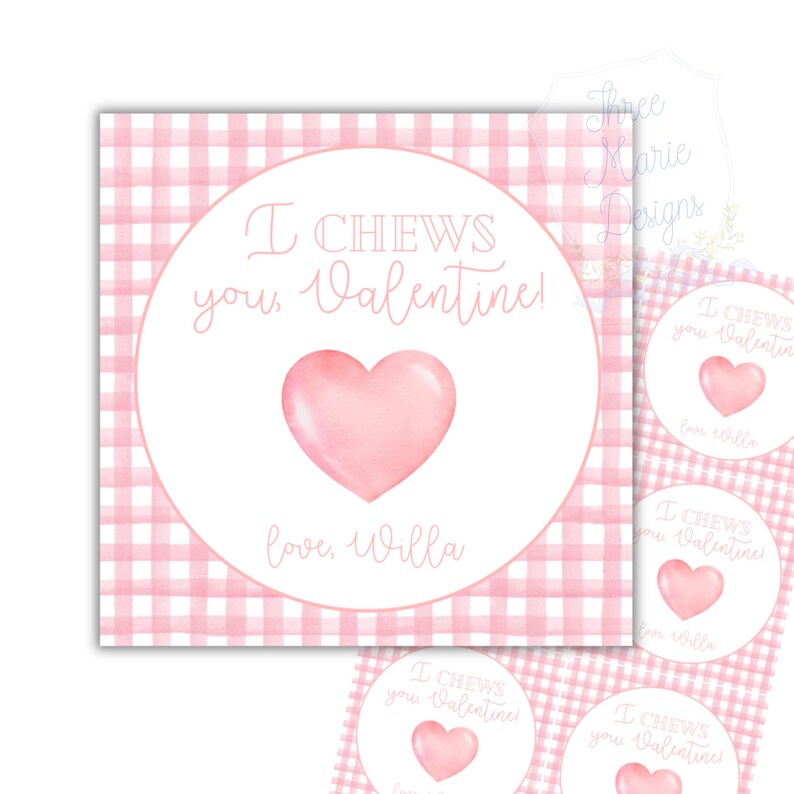 I Chews You Valentine Tag | Pink Teether Toy Valentine | Daycare ...