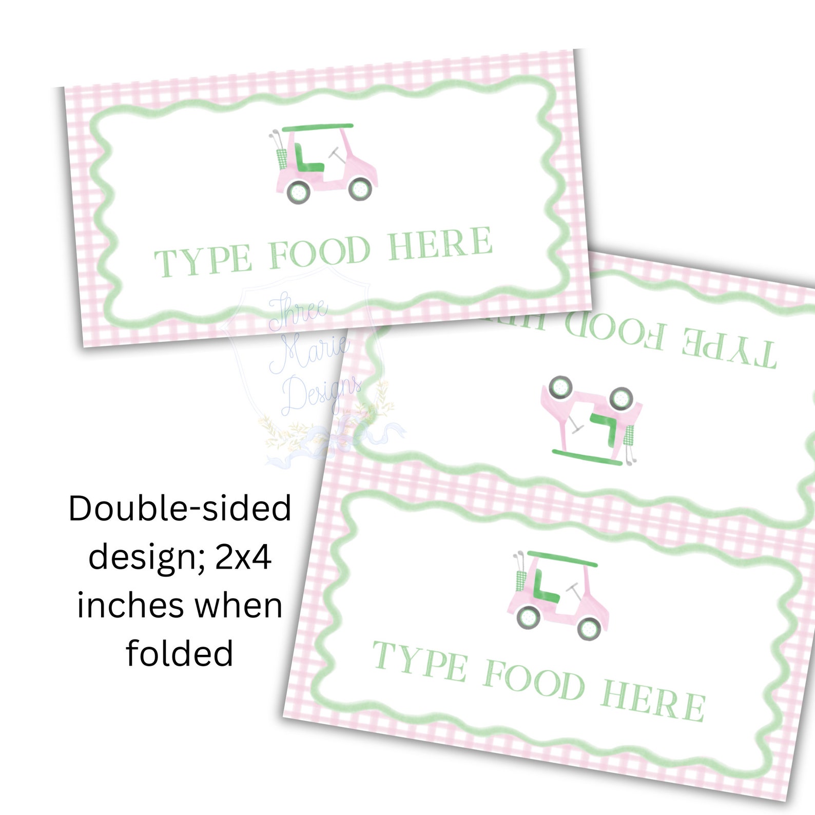 Preppy Golf Food Tent Label | Self-editable | Par TEE Food Signage ...