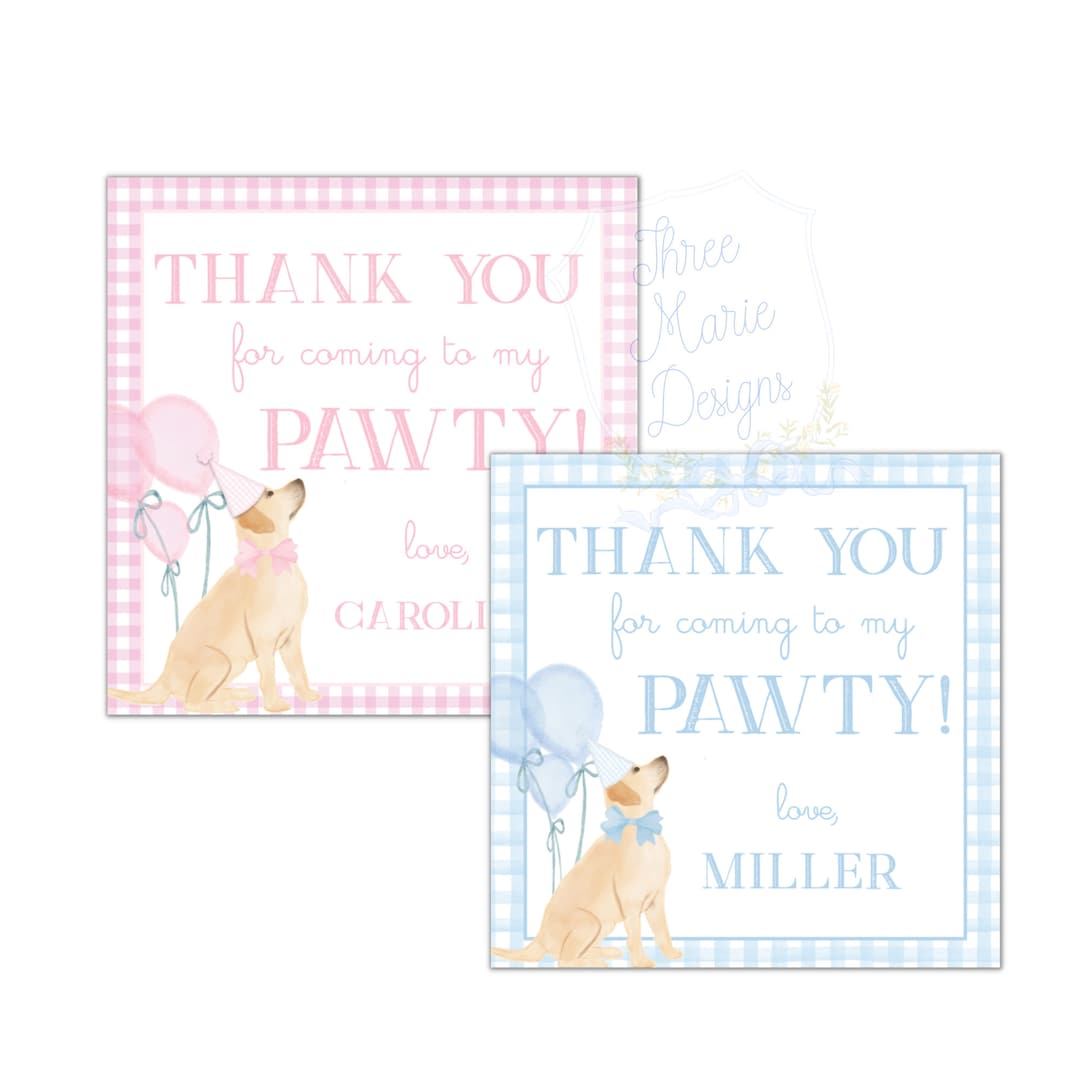 Yellow Lab Birthday Party Favor Tag | Puppy Party Favors | Snips ...