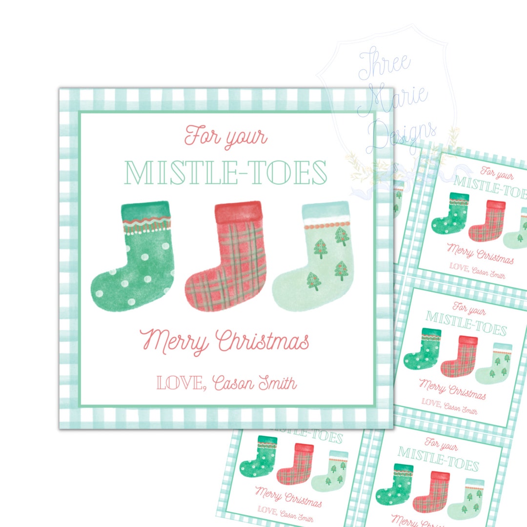 Mistletoes Christmas Gift Tag | Christmas Socks Gift Tag | for Your ...