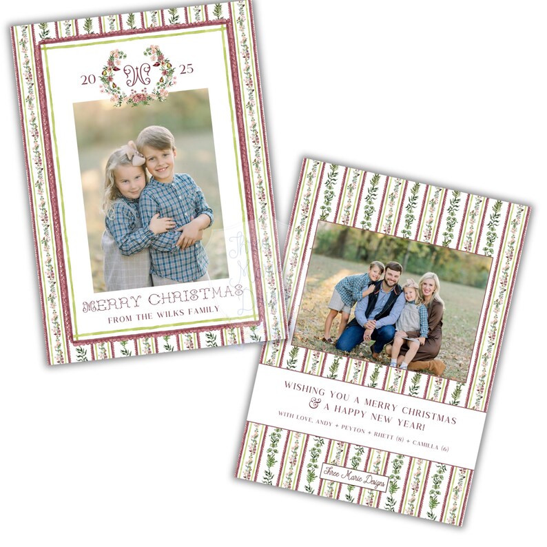 Figs and Floral Christmas Card | Brown Floral Christmas Card | Editable ...