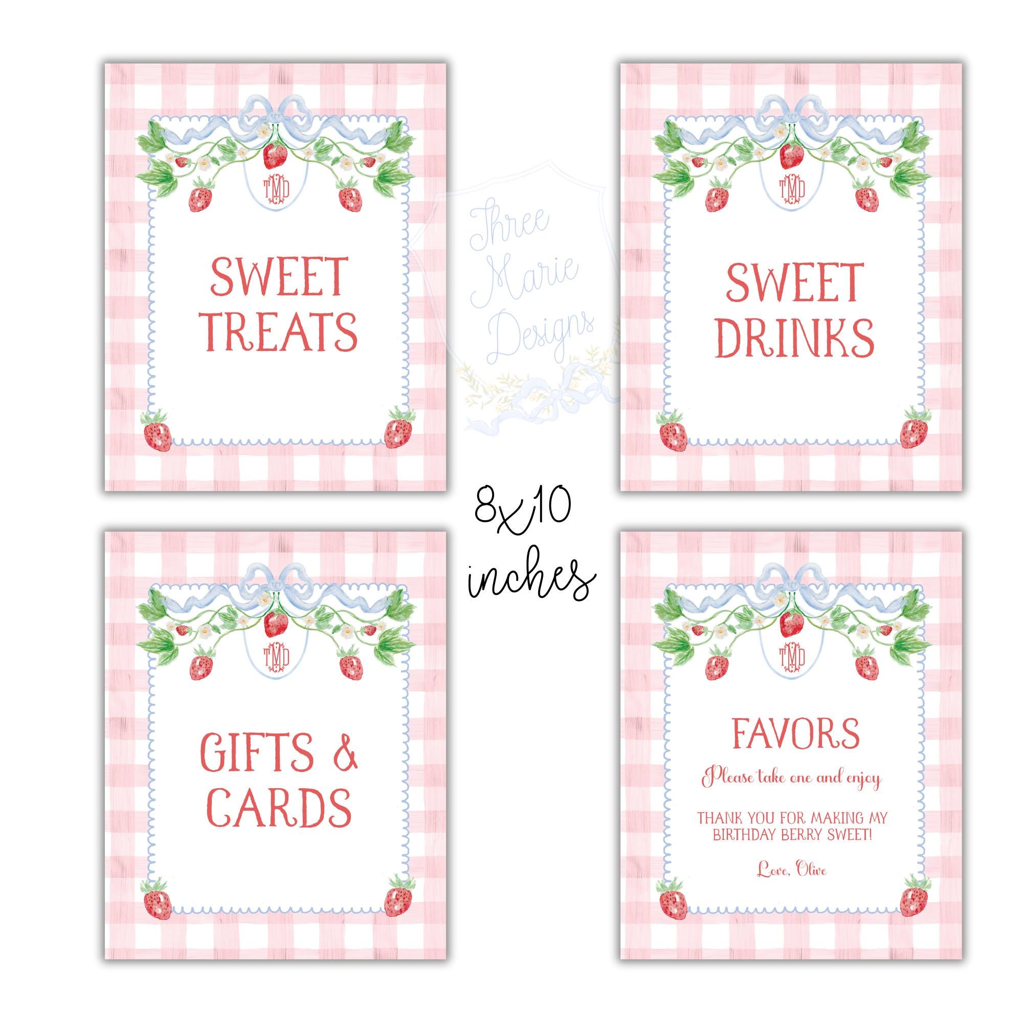 Editable Strawberry Table Signage | Berry First Birthday Editable Signs ...