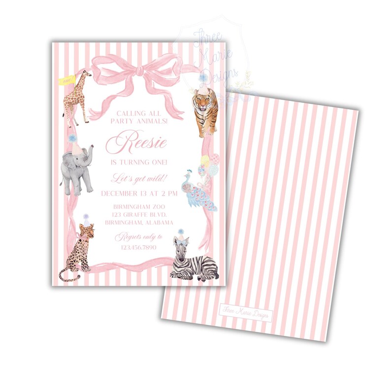 Pastel Pink Party Animals Invitation | TWO Wild Invite, Wild ONE Invite ...