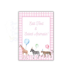 Pink Party Animals Editable Signage | Party Animal Food Signs | Don't ...