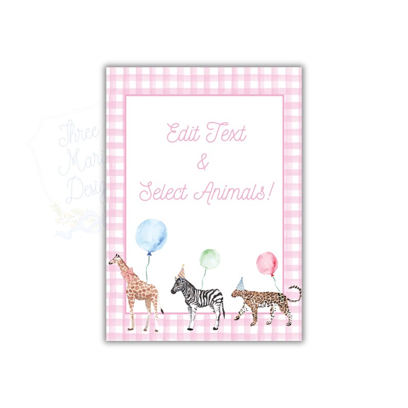 Pink Party Animals Editable Signage | Party Animal Food Signs | Don't ...