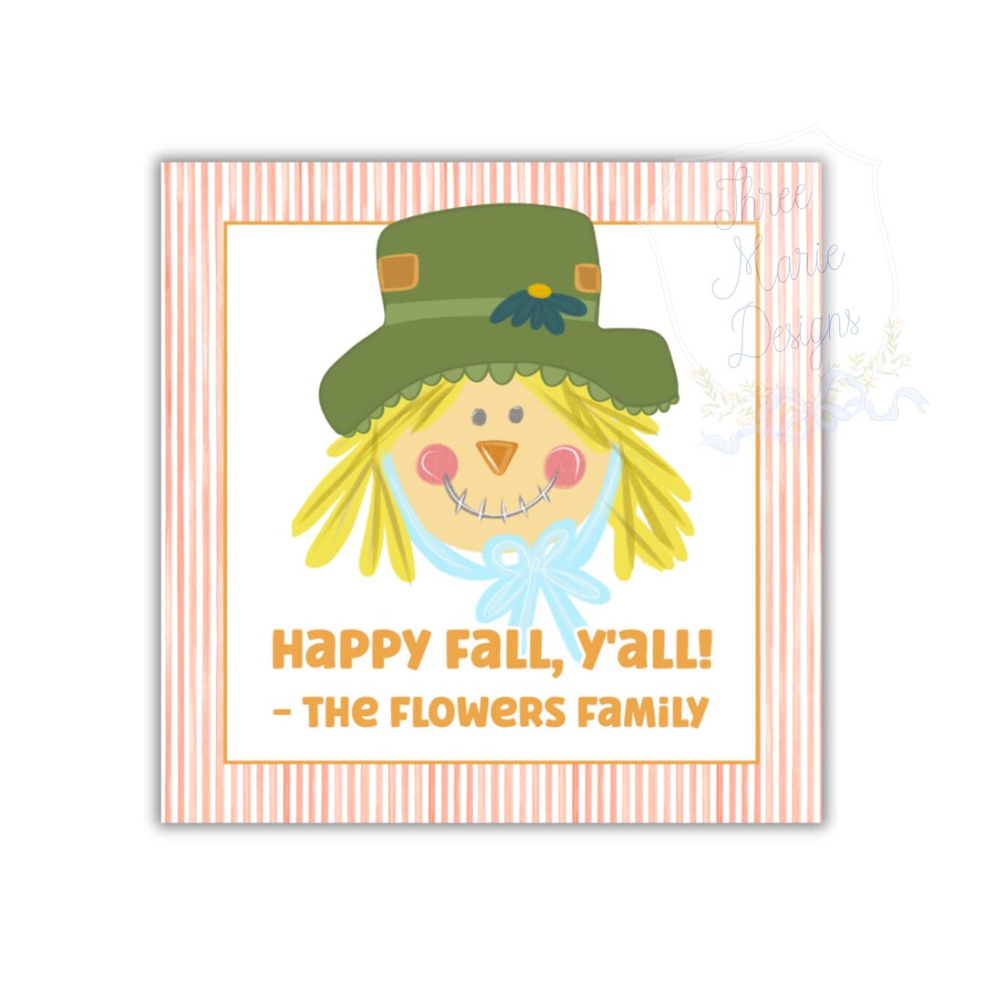 Cute Scarecrow Gift Tag | Grandmillenial It's Fall Yall Party Favor Tag ...