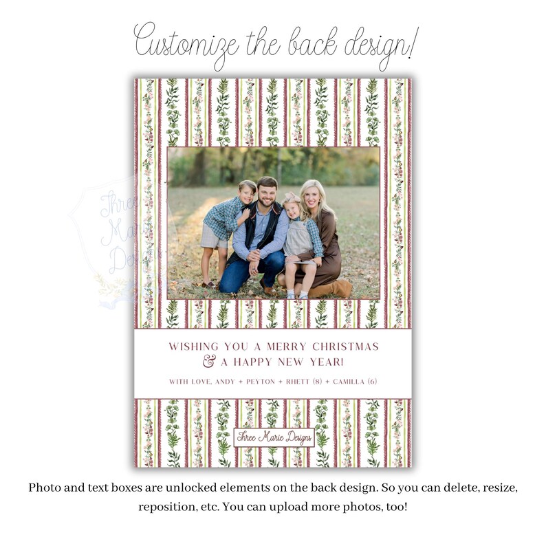 Figs and Floral Christmas Card | Brown Floral Christmas Card | Editable ...