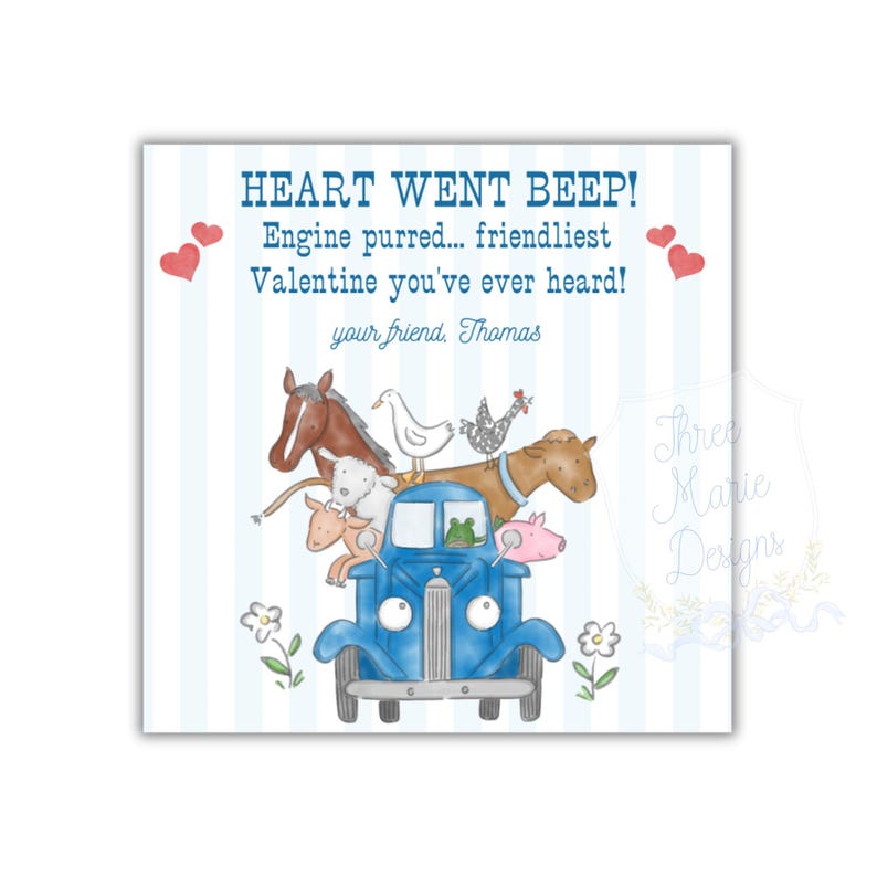Truck Valentine Tag | Blue Truck | Book Themed Valentine Tag, Beep Beep ...