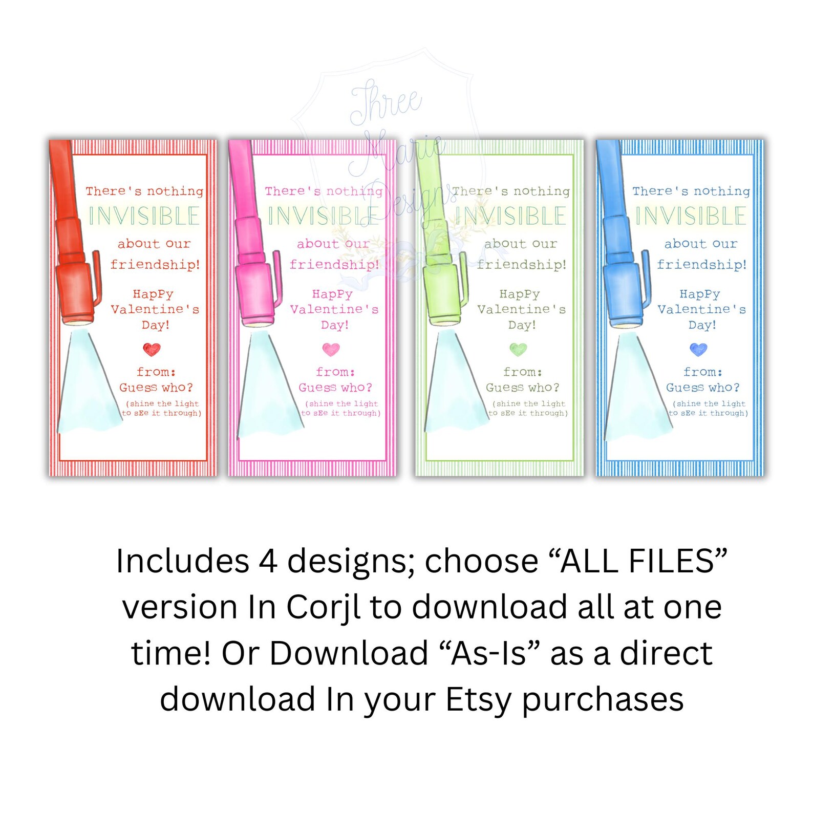 Spy Pen Invisible Ink Valentine Tag | 3x6 Inches Editable Digital ...