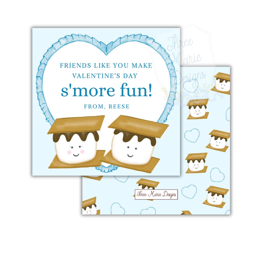 Blue Smores Gift Tag | 3x3 Inches Editable Digital Download Class ...