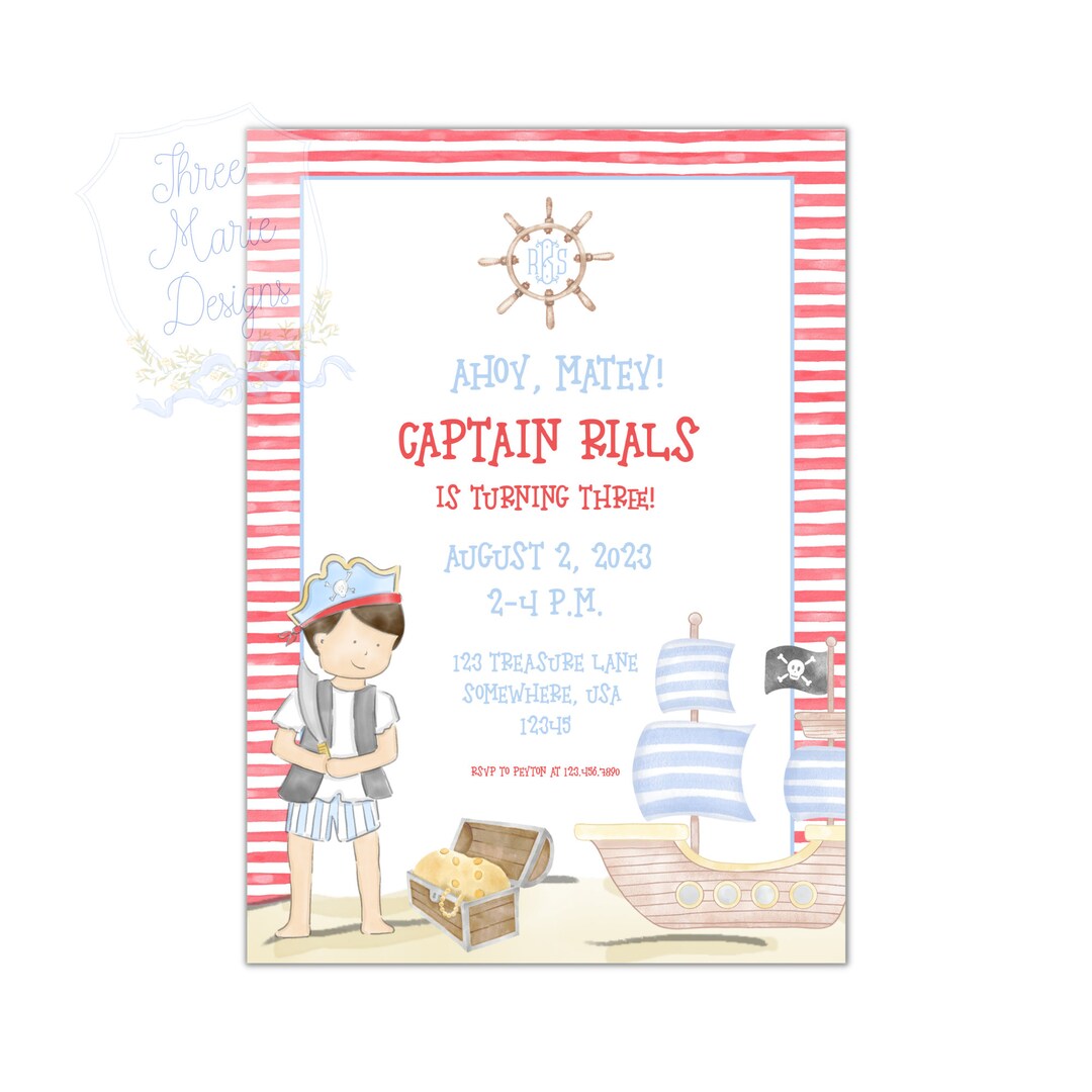 Pirate Birthday Invitation | Pirate Invite | Editable Pirates ...