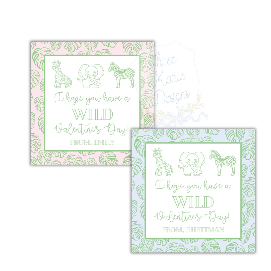 WILD About You Valentine Tag Zoo Animal Valentine Safari Valentine Card ...