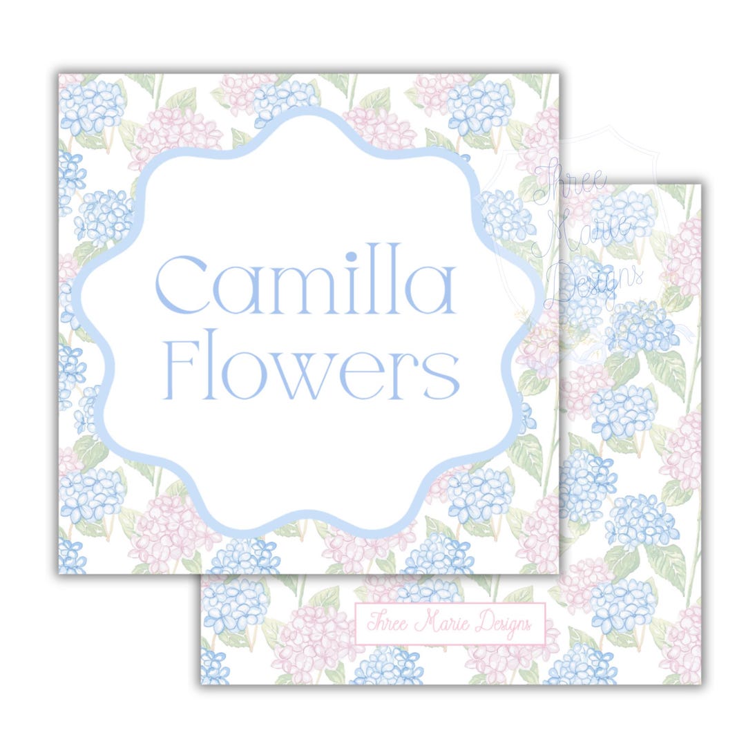 Floral Hydrangea Enclosure Card Gift Tag | Editable Calling Card ...