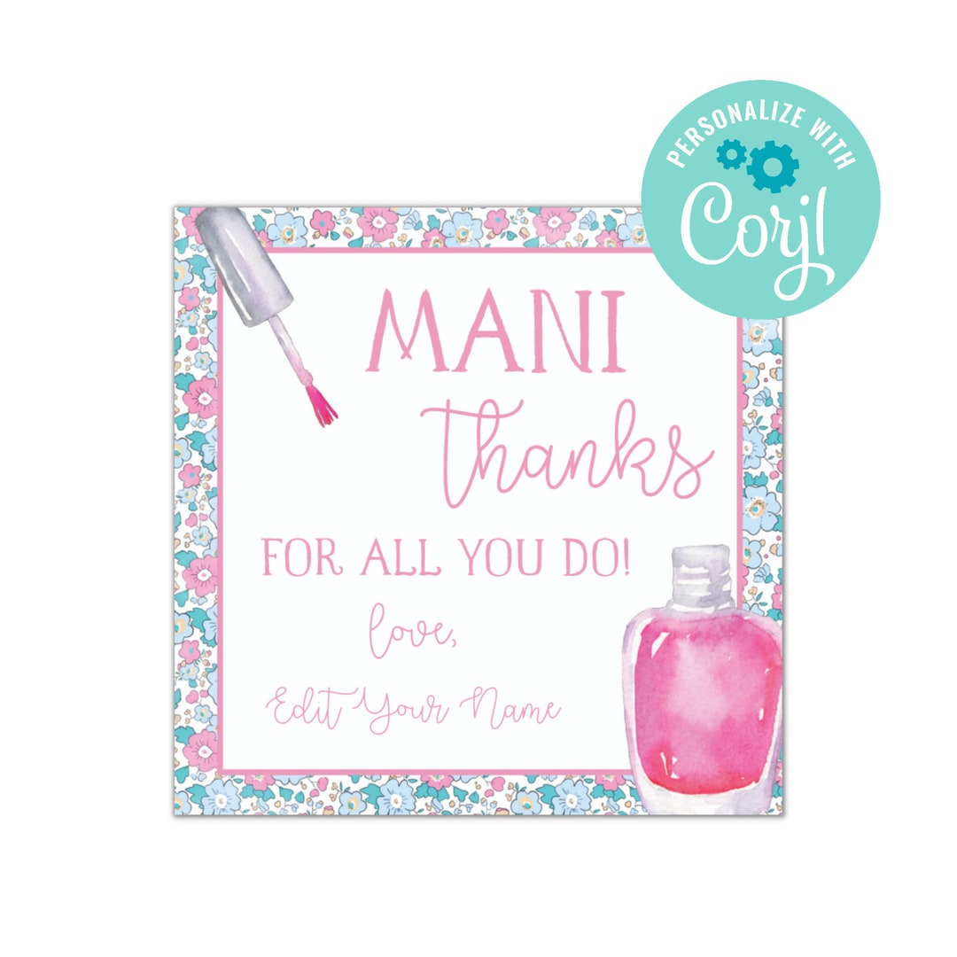 Manicure Gift Tag | Pedicure Gift Card Tag | Self-editable | MANI ...