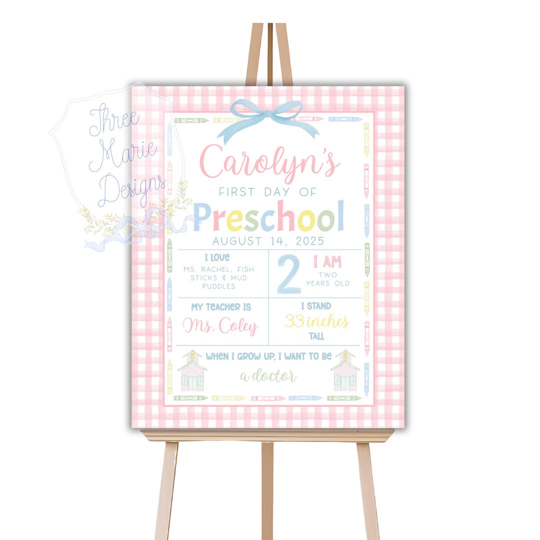 First Day of School Printable Poster Sign | Pastel Pink Back to School ...